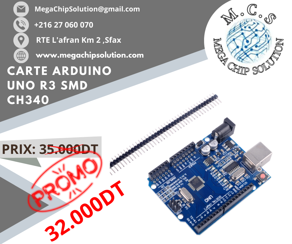 Carte Arduino UNO R3 SMD CH340 - Carte de développement
